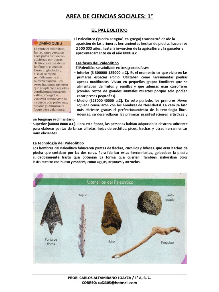 El Paleolitico | PDF | Paleolítico | Herramientas