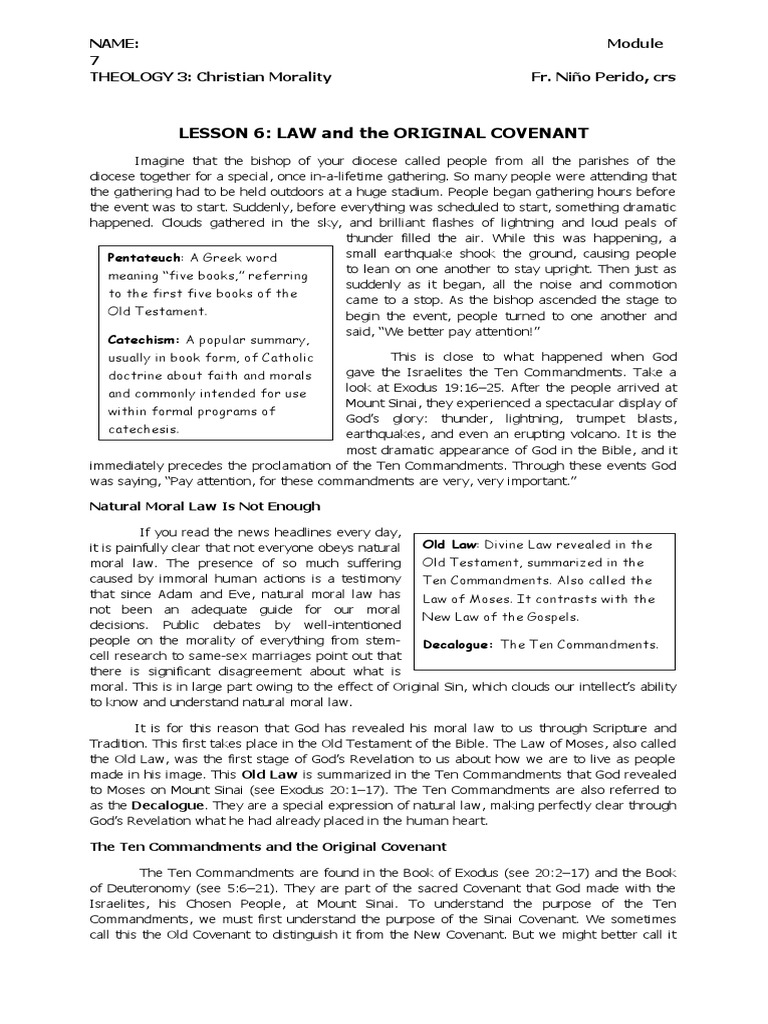 THEO 3 Module 6 | PDF | Ten Commandments | Torah