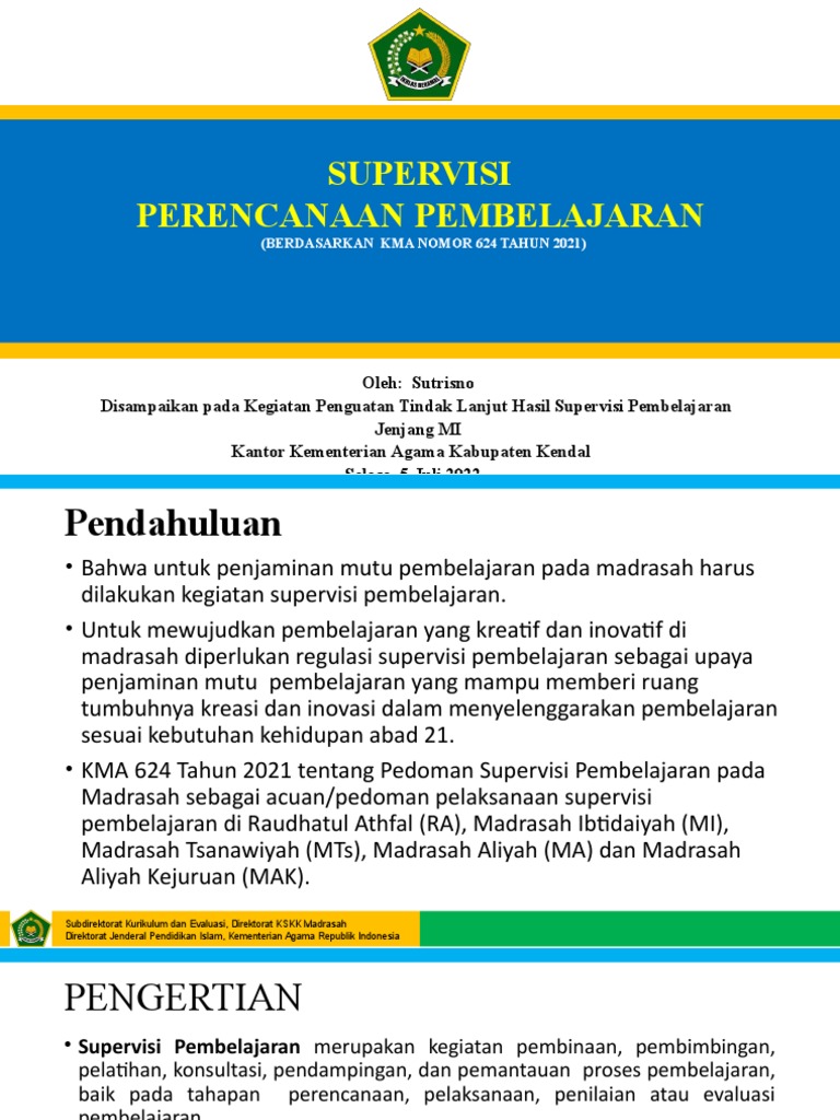 Supervisi Perencanaan Pembelajaran | PDF | Karier & Perkembangan | Seni