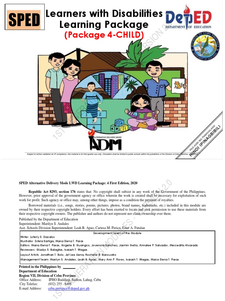 SPED-Q1-LWD Learning-Package-4-CHILD-GSB-2 | PDF | Intellectual Works ...