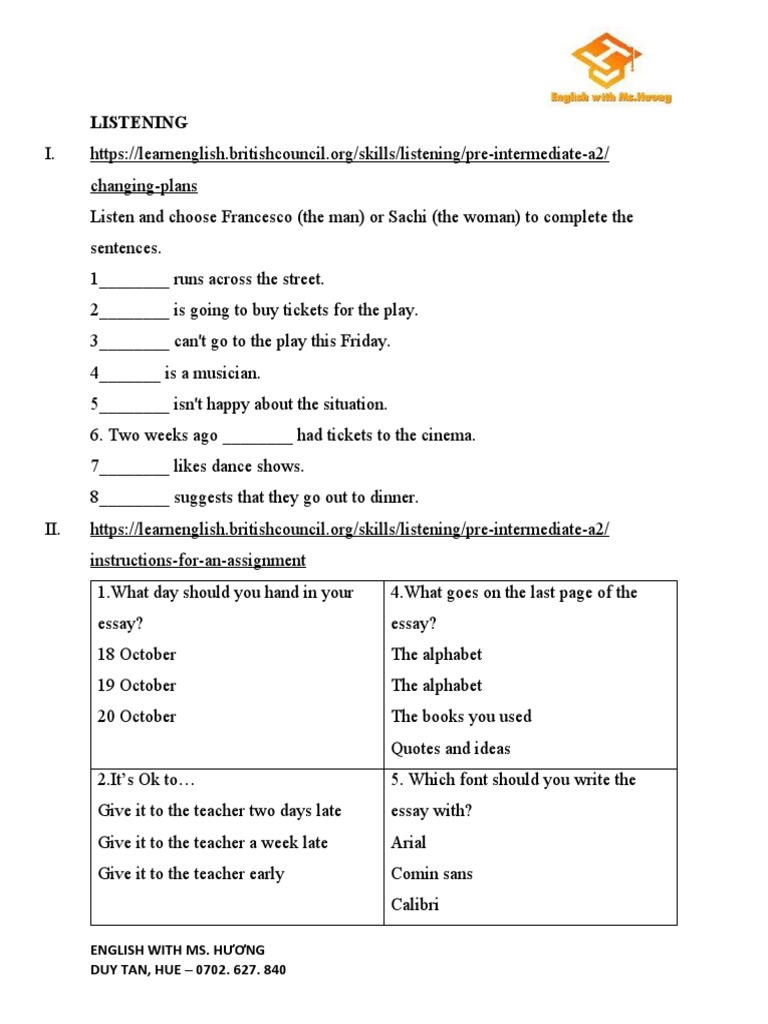 British Council Listening and Reading | PDF