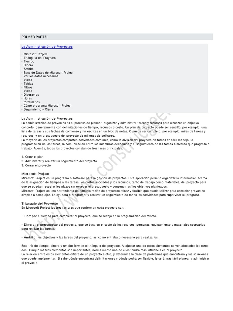 Curso Microsoft Project | PDF | Ventana (informática) | Archivo de ...