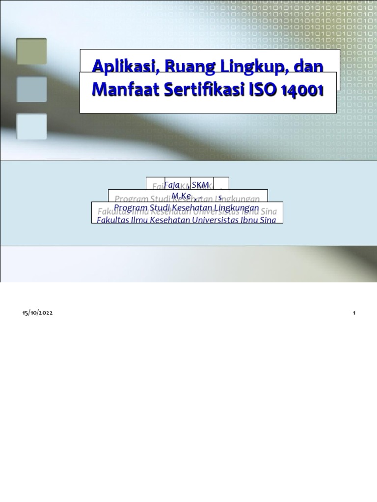 Aplikasi, Ruang Lingkup, Dan Manfaat Serifikasi ISO 14001 | PDF