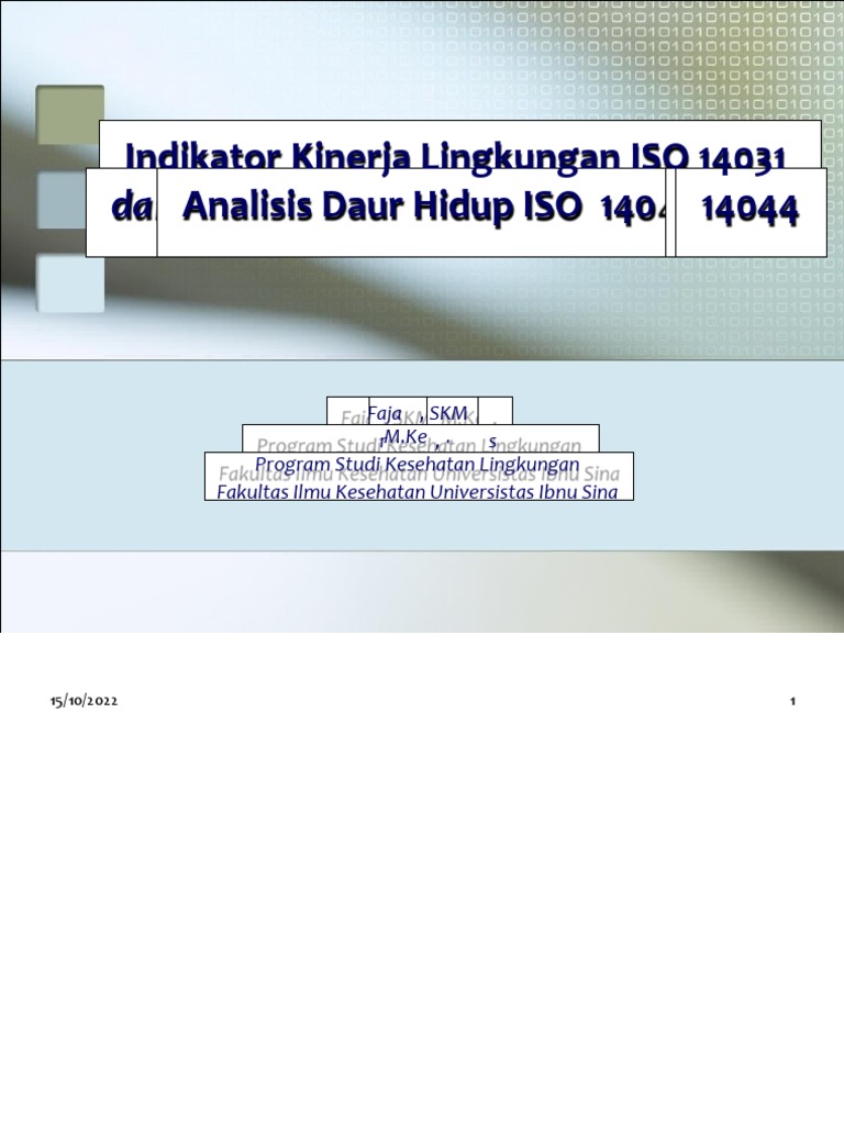 Indikator Kinerja Lingkungan 14031 Dan Analisis Daur Hidup ISO 14041 ...