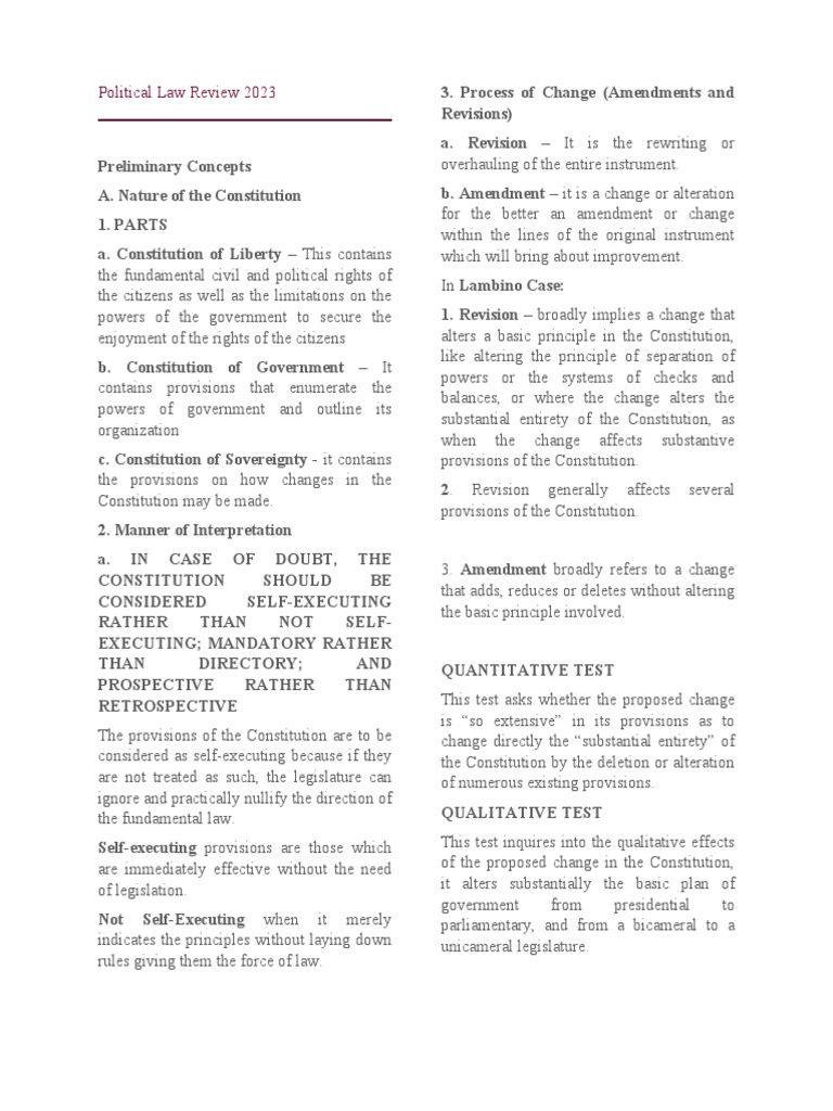 Political Law Review 2023 | PDF | Initiative | Constitutional Amendment