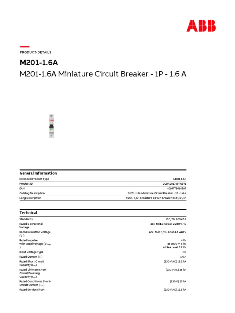 2CDA281799R0971 m201 1 6a | PDF | Alternating Current | Electromagnetism