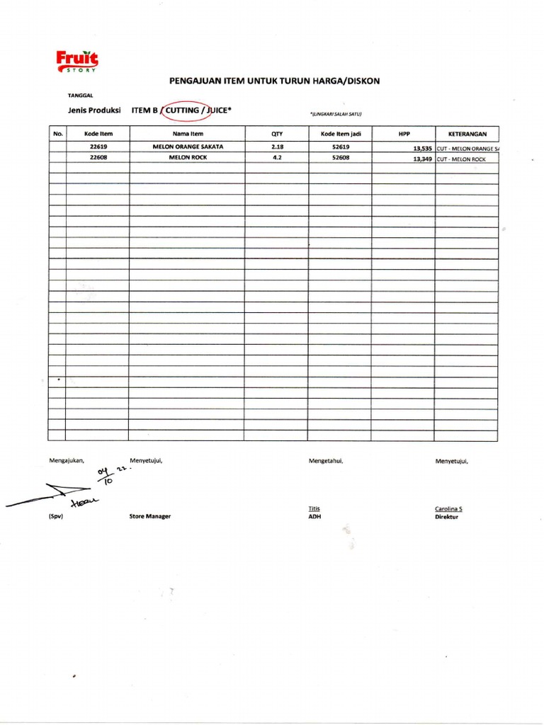 Format Perubahan Barang 3 | PDF