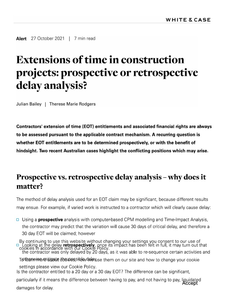 EOT in Construction Project-Prospective or Restrospective Delay ...