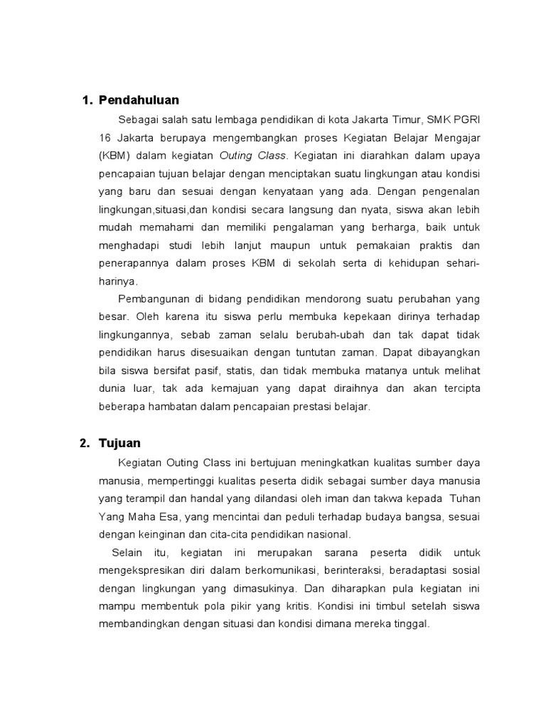 Proposal Outing Class Museum Bank Indonesia | PDF