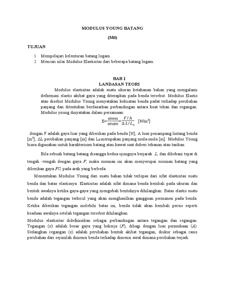 Modulus Young Batang m6 | PDF