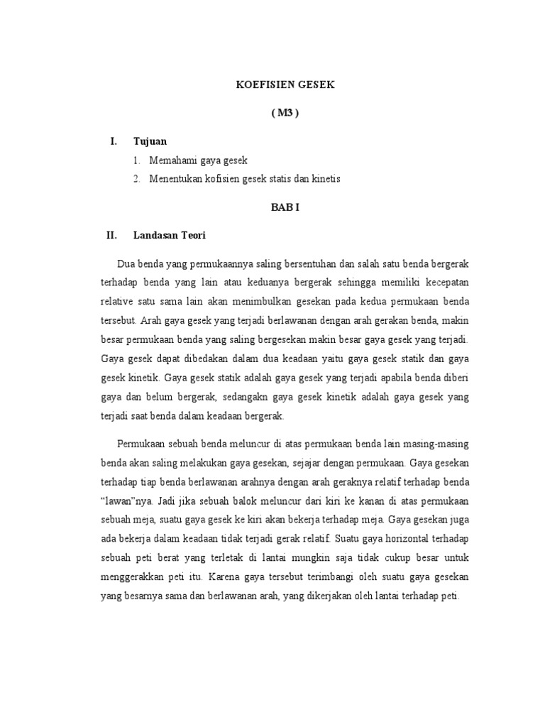 m3 Koefisien Gesek (Awal) | PDF | Sains & Matematika