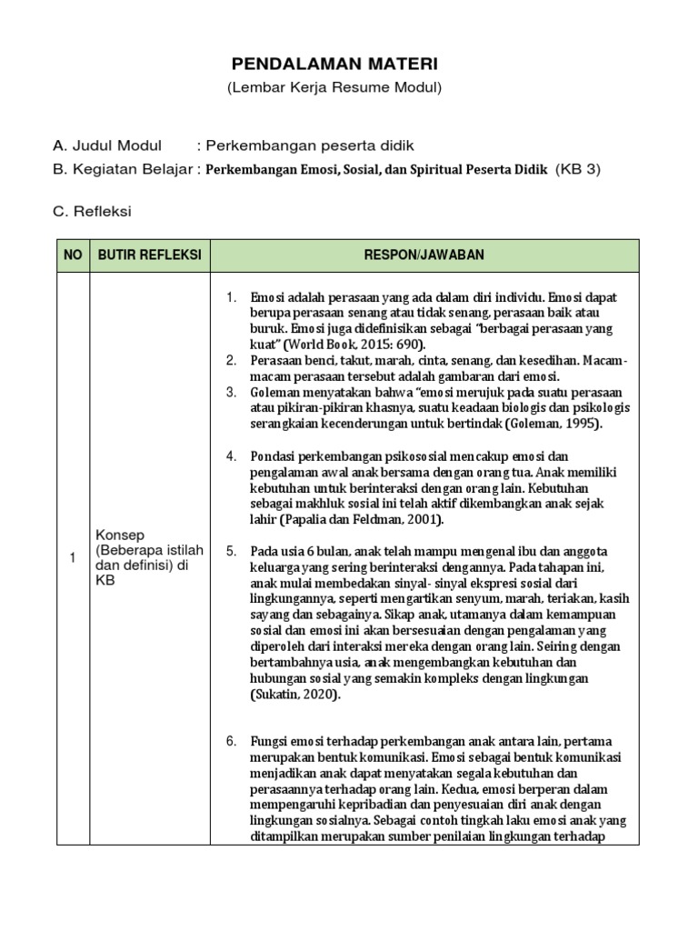 Pendalaman Materi: (Lembar Kerja Resume Modul) | PDF