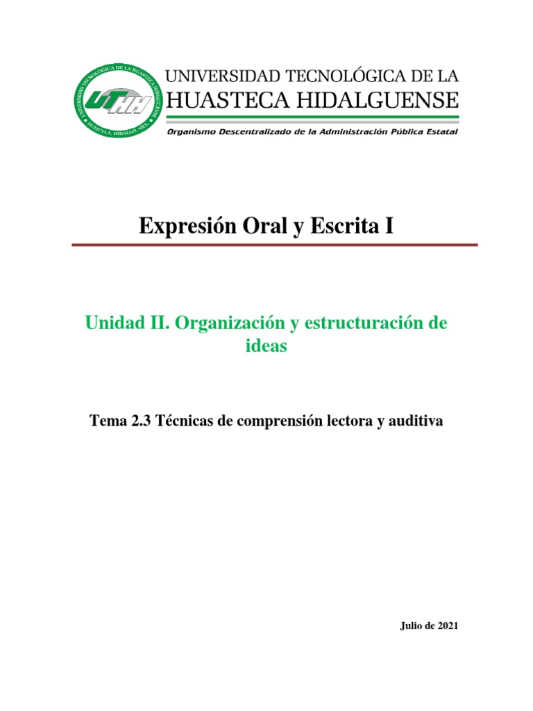 Técnicas de Comprensión Lectora y Auditiva | PDF | Comprensión lectora ...