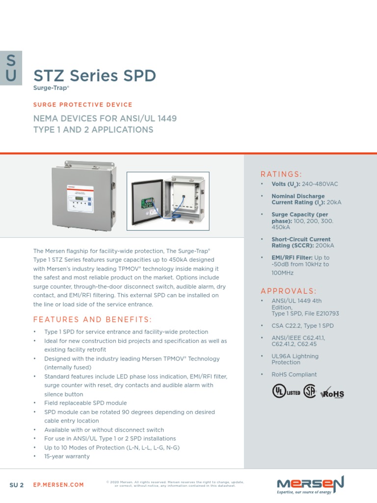 DS STZ Series Surge Trap Mersen | PDF | Switch | Electromagnetism