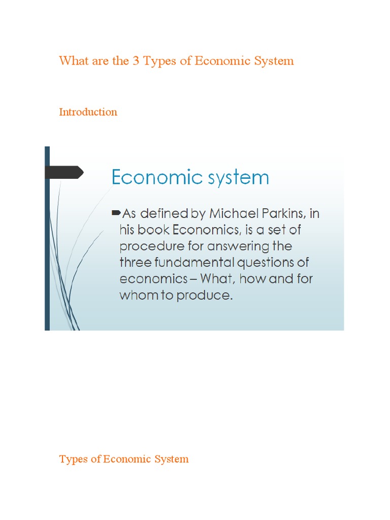 What Are The 3 Types of Economic System | PDF