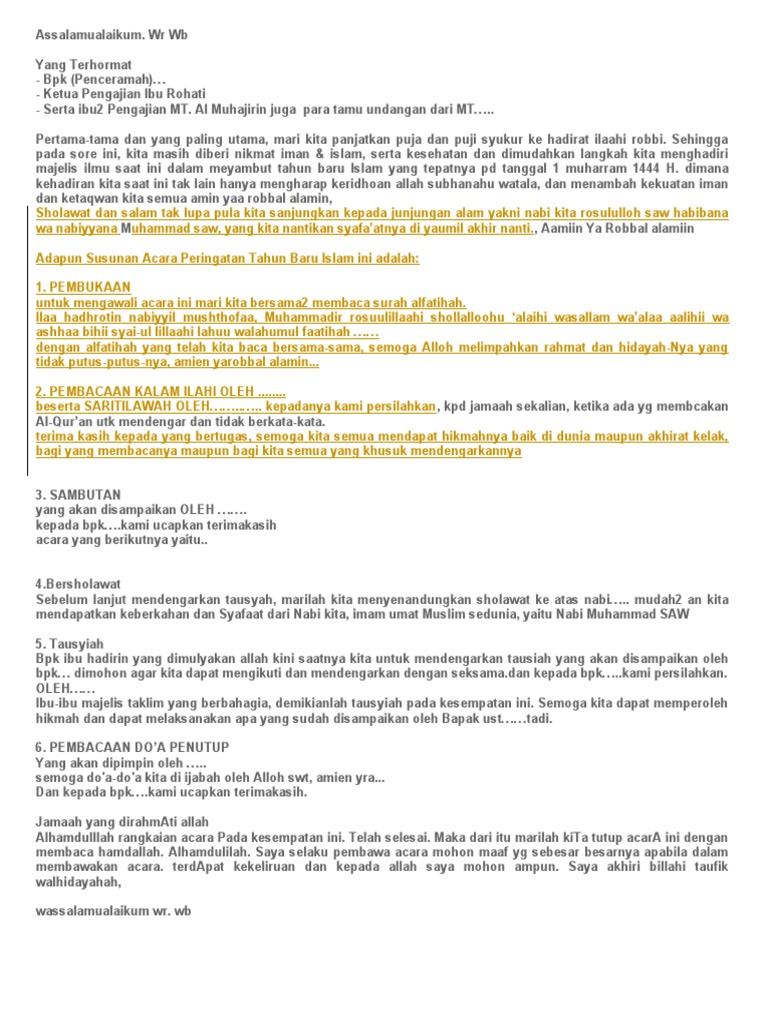 Teks MC Pengajian | PDF