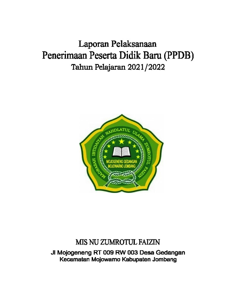 Contoh Cover Laporan Kegiatan PPDB | PDF