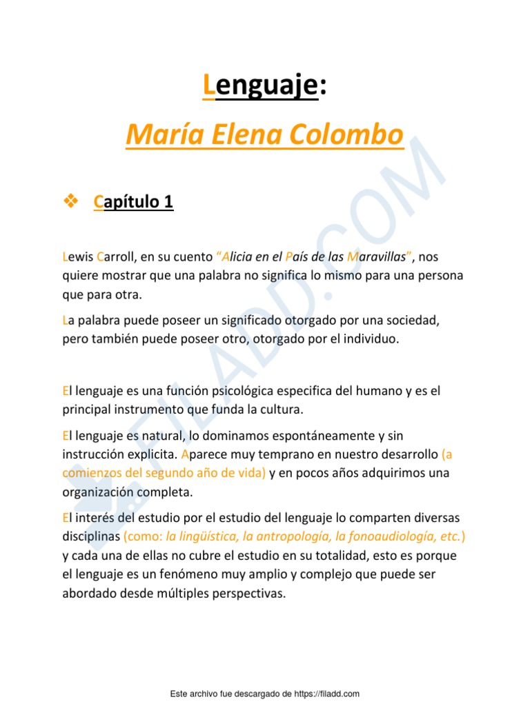 Lenguaje - Maria Elena Colombo | PDF | Comunicación | Lingüística