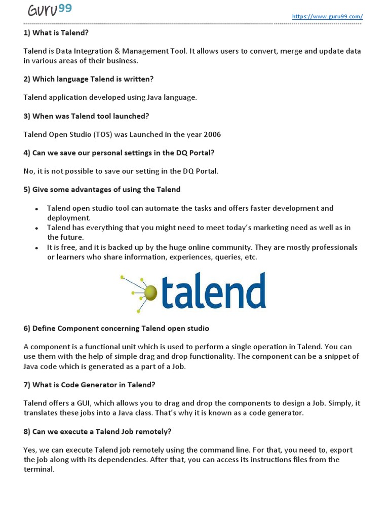 Talend Interview Questions | PDF | Databases | Java (Programming Language)