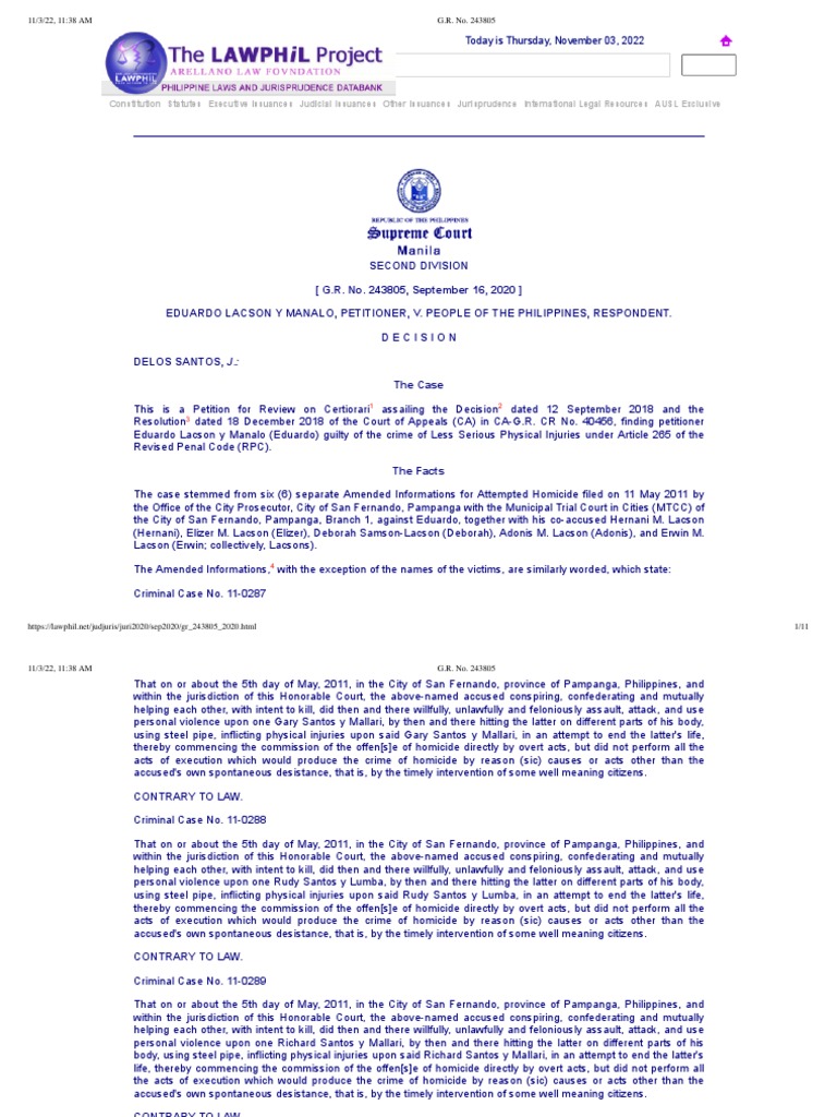 Assault Case: Eduardo Lacson's Conviction | PDF | Assault | Crimes