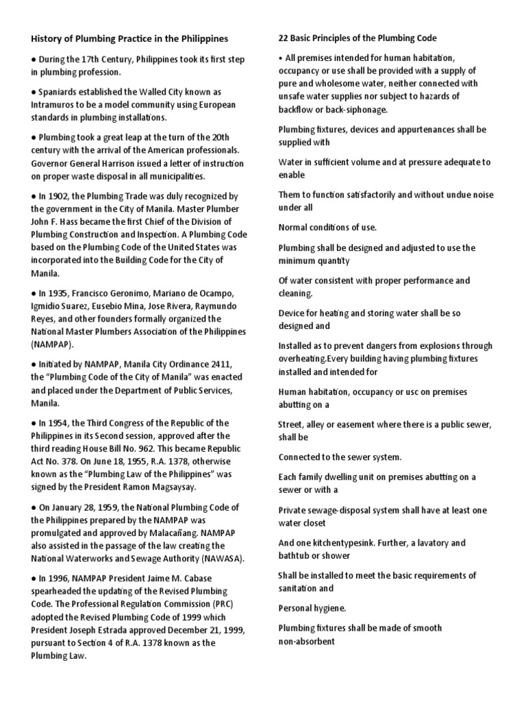 Revised National Plumbing Code of The Philippines (Principles) | PDF ...