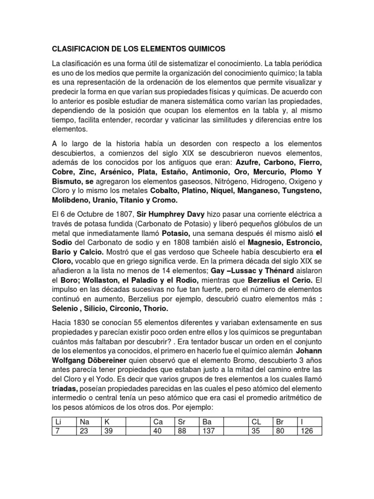 Clasificación de Elementos Químicos | PDF | Rieles | Elementos químicos