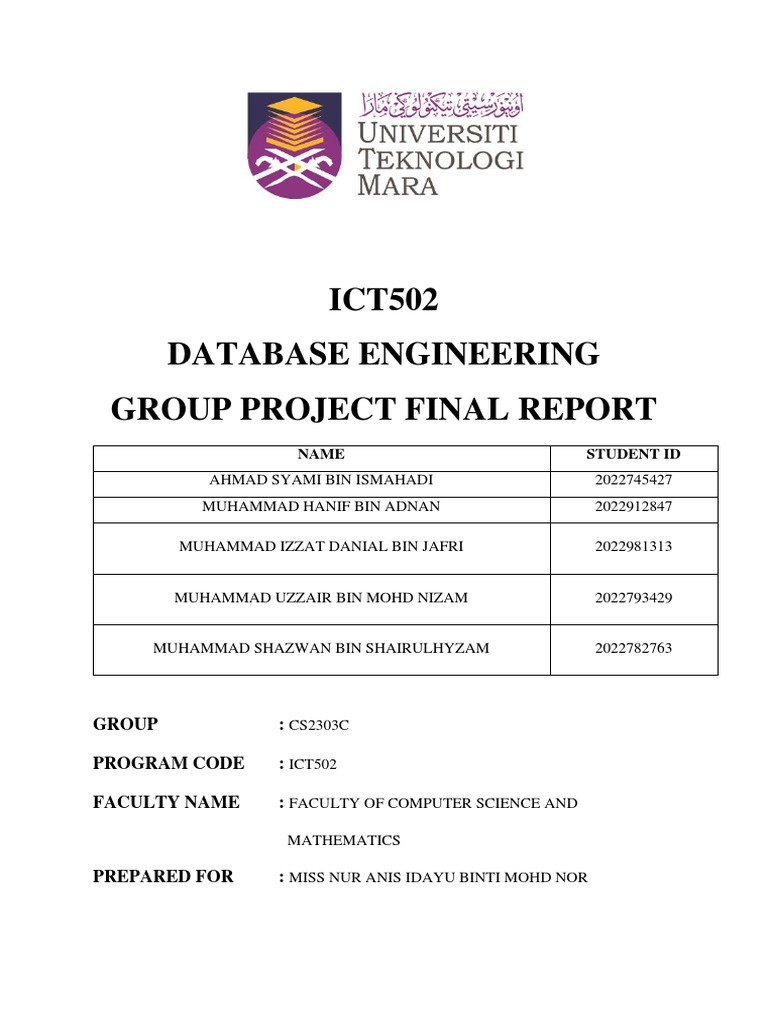Ict502 - Final Report Group7 | PDF | User (Computing) | Computer Data