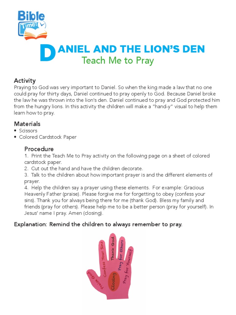 Daniel and The Lions Den Bible Craft Activity | PDF