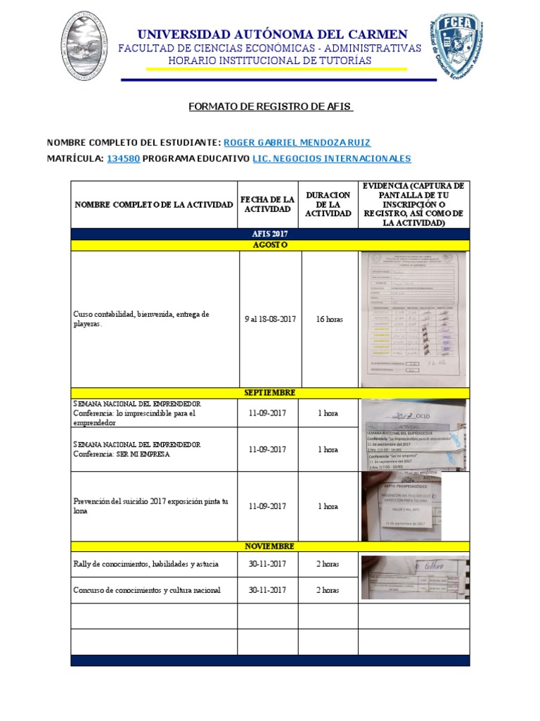 Formato de Registro de Afis 134580 | PDF