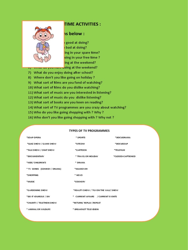 Hobbies and Leisure Activities Guide | PDF | Creative Works | Entertainment