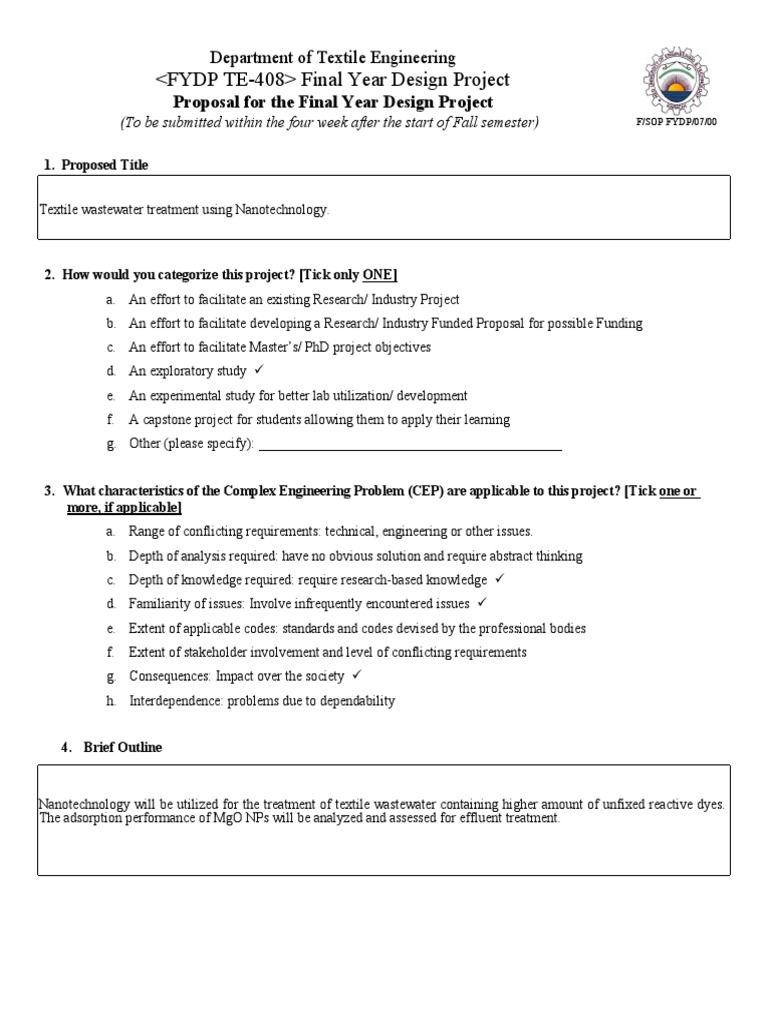 (F21) FYDP Proposal Form | PDF