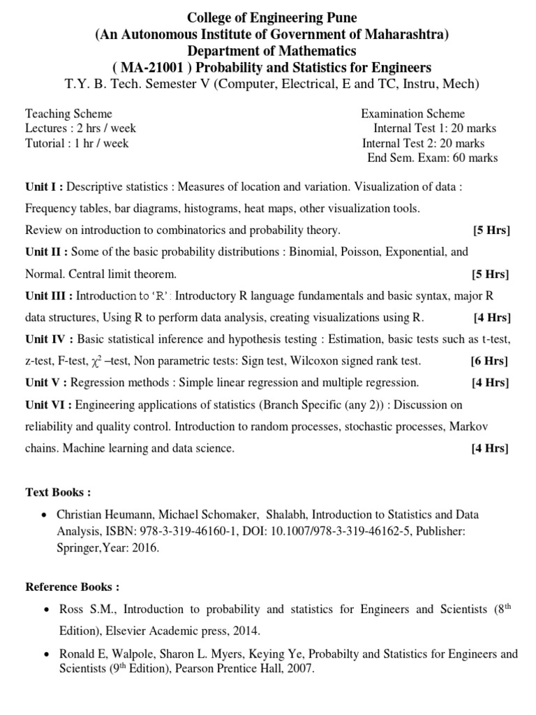PSE Syllabus | PDF | Statistics | Regression Analysis