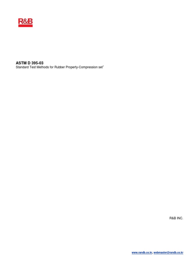 Astm D395 Rubber Property Compression Set 한글 Pdf