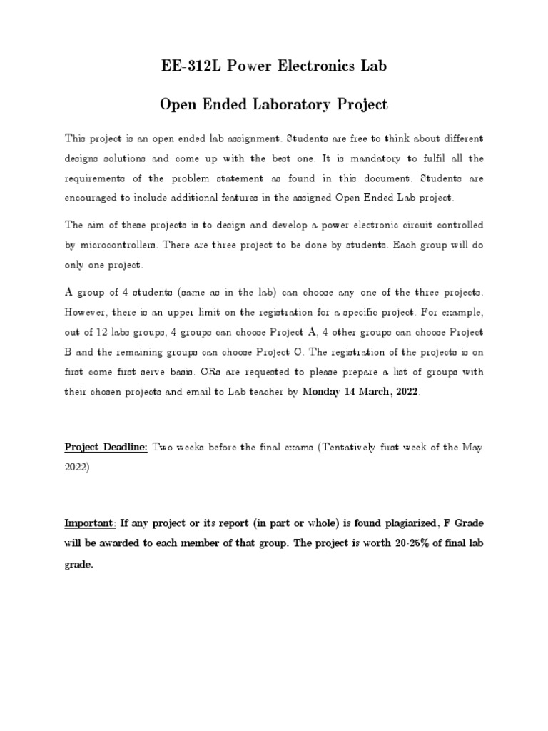 Power Electronics Open Ended Lab - 2022 | PDF | Power Inverter | Power ...