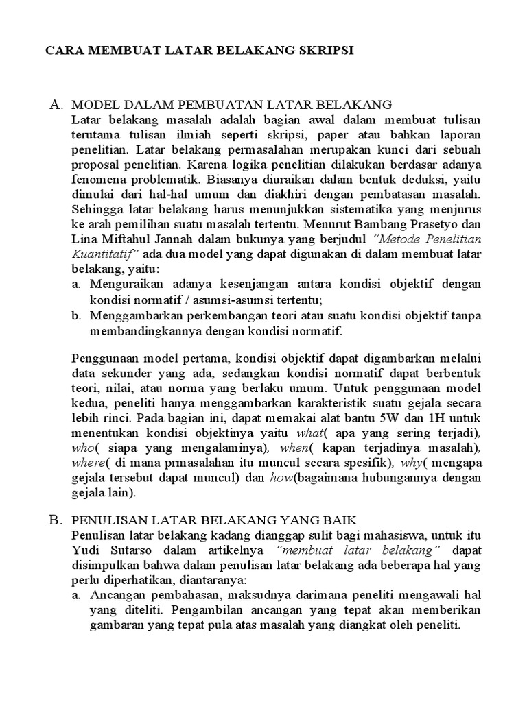 Cara Membuat Latar Belakang Skripsi | PDF