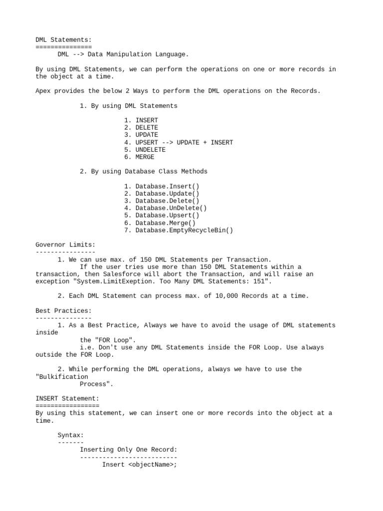 DML Statements | PDF | Database Transaction | Boolean Data Type
