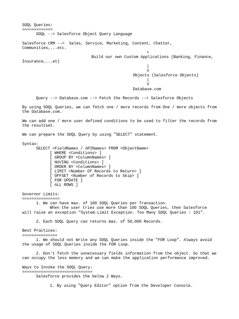 SOQL Queries | PDF | Programming | Computer Program