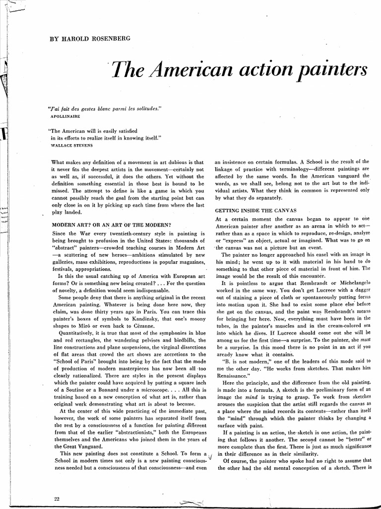 Rosenberg - 1952 - The American Action Painters | PDF | Varnish | Paintings