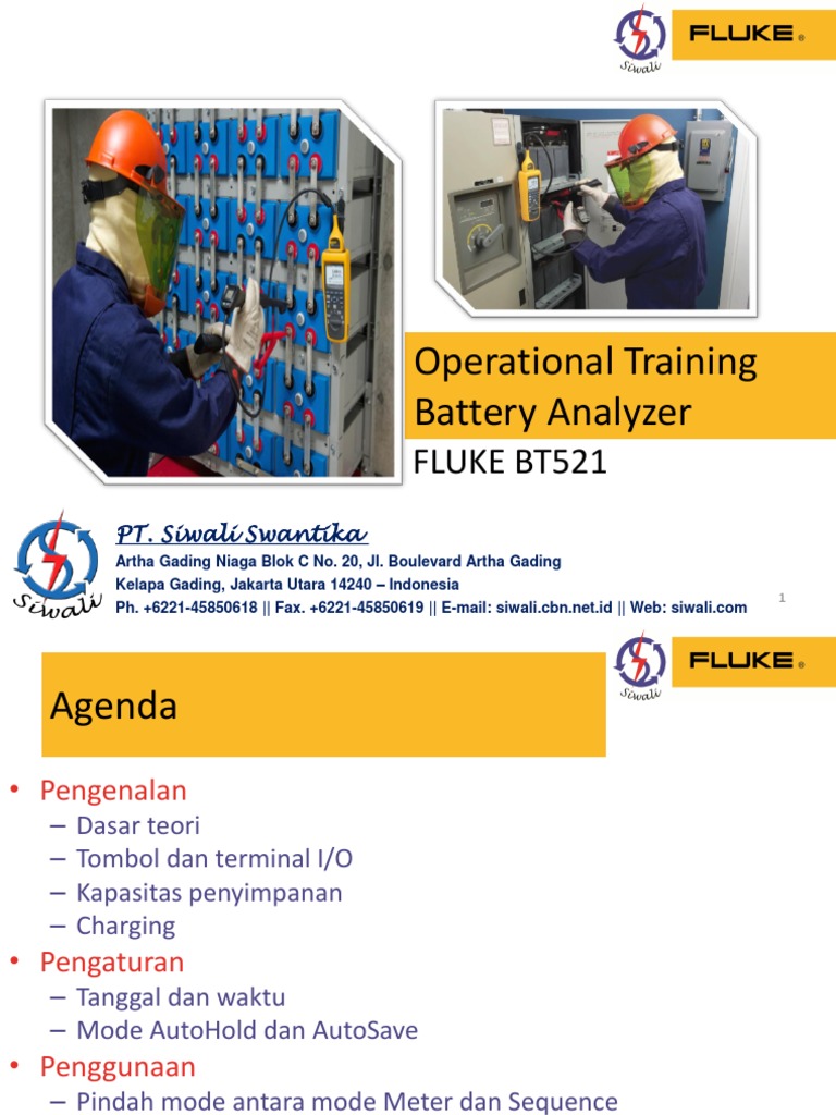 Operational Training Fluke BT521 Battery Analyzer | PDF