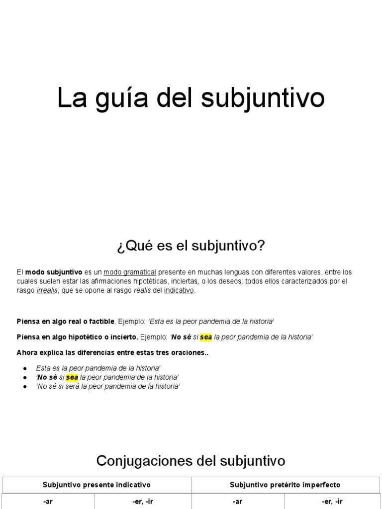 Guía completa sobre el uso del subjuntivo | PDF | Relaciones ...