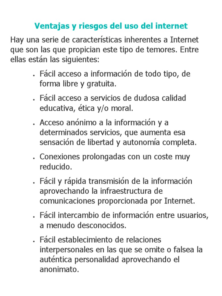 Ventajas y Riesgos Del Uso Del Internet | PDF | Internet | Información