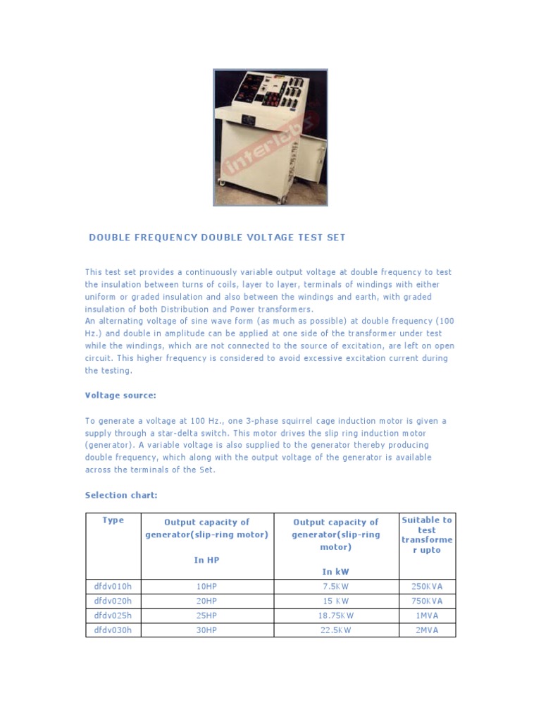 DVDF Test Set | PDF | Electric Motor | Transformer