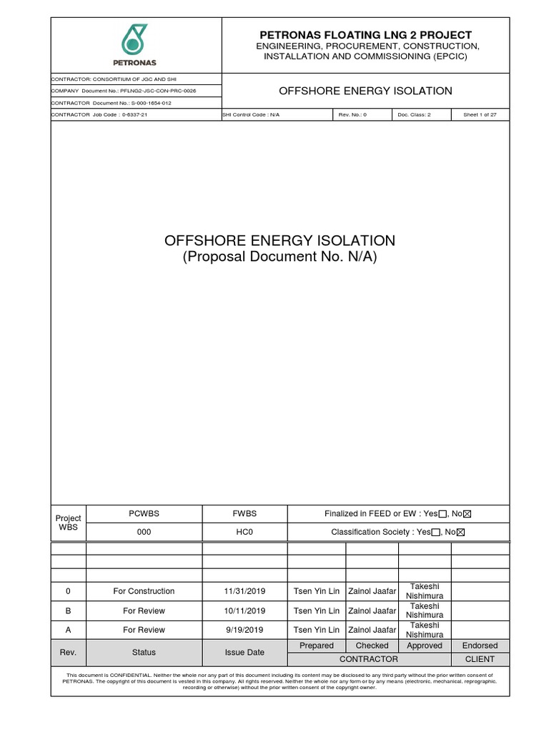 S-000-1654-012 Offshore Energy Isolation Procedure | PDF