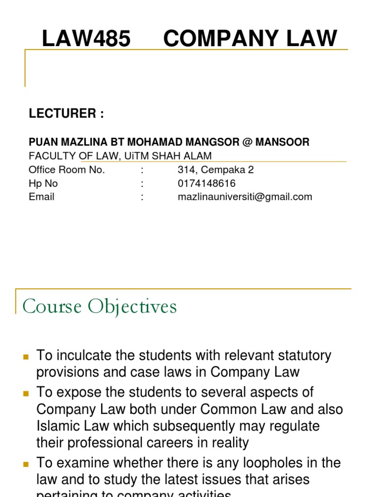 Law485 Introduction Lesson Plan Pdf Liquidation Companies