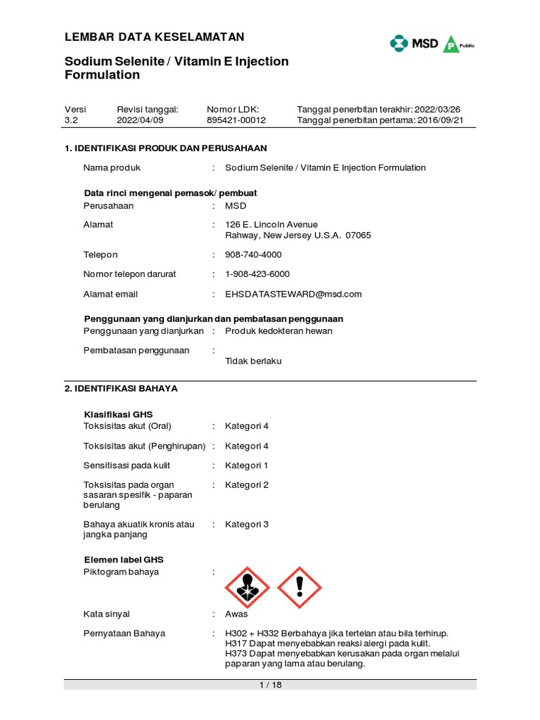 Lembar Data Keselamatan Produk | PDF