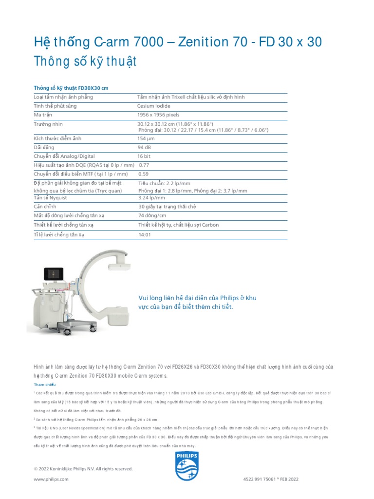 Thông số kỹ thuật: Hệ thống C-arm 7000 - Zenition 70 - FD 30 x 30 | PDF