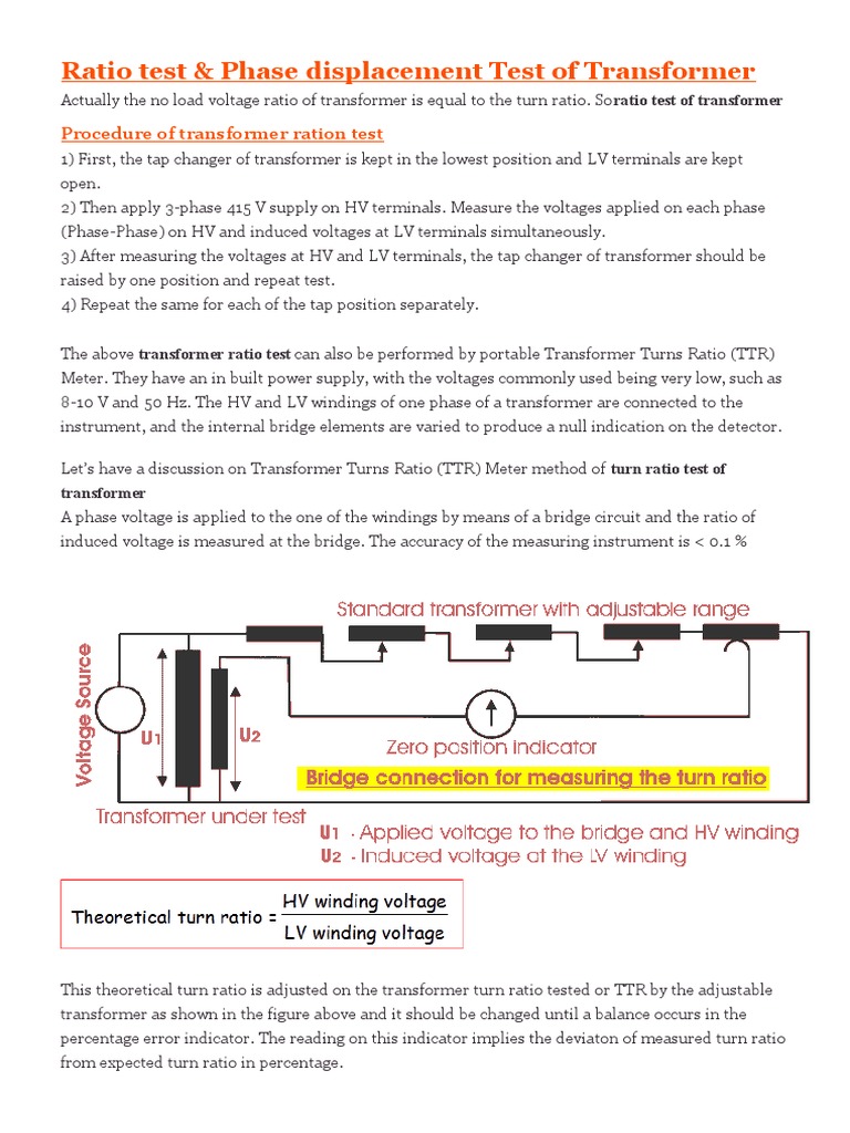 Transformer Turns Ratio Test Procedure | PDF | Transformer | Equipment