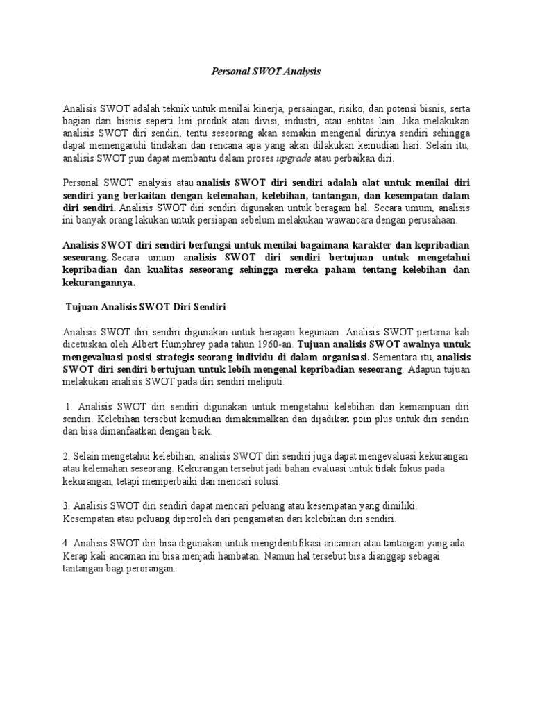 Analisis SWOT Diri Sendiri | PDF