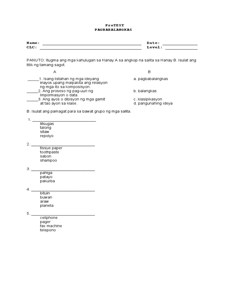 Pre Post Pagbabalangkas | PDF