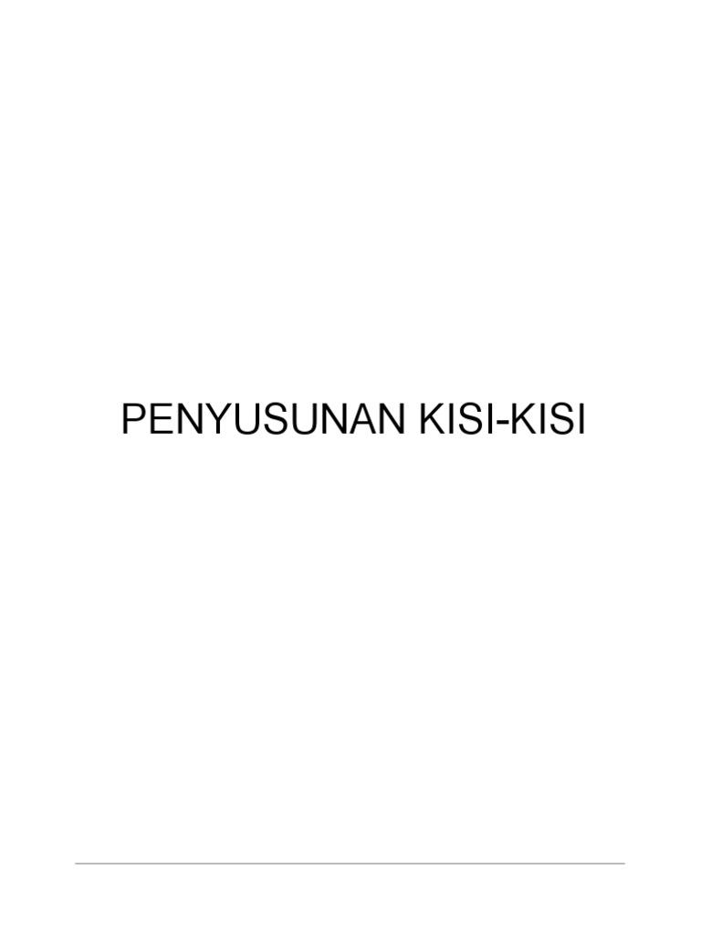 Panduan Penyusunan Kisi-Kisi Dan Soal | PDF